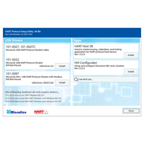 HART Products Setup Utility – Microflex